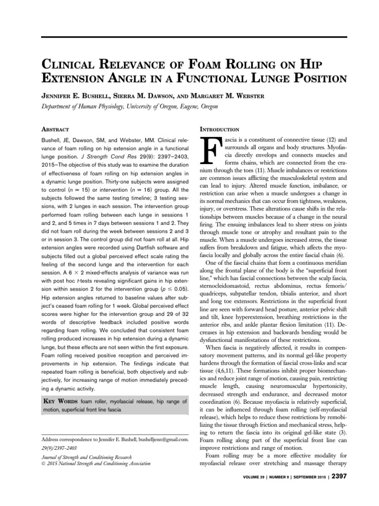 2015 - Clinical Relevance of Foam Rolling On Hip Extension Angle in A ...