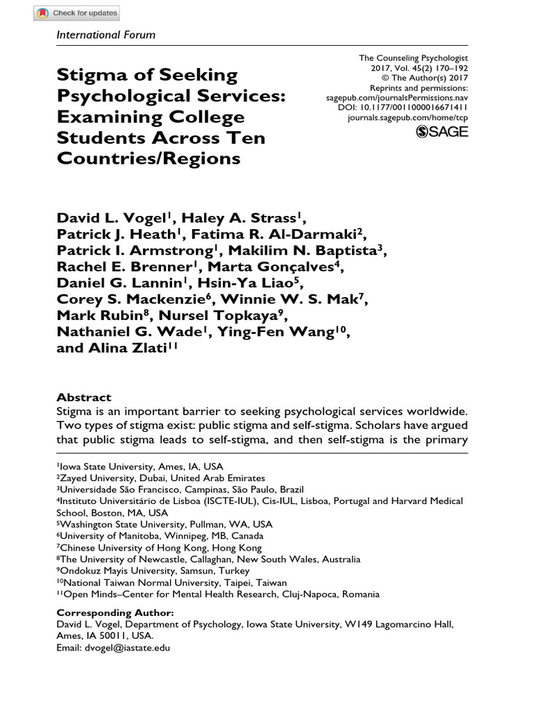 Stigma of Seeking Psychological Services | PDF | Social Stigma ...