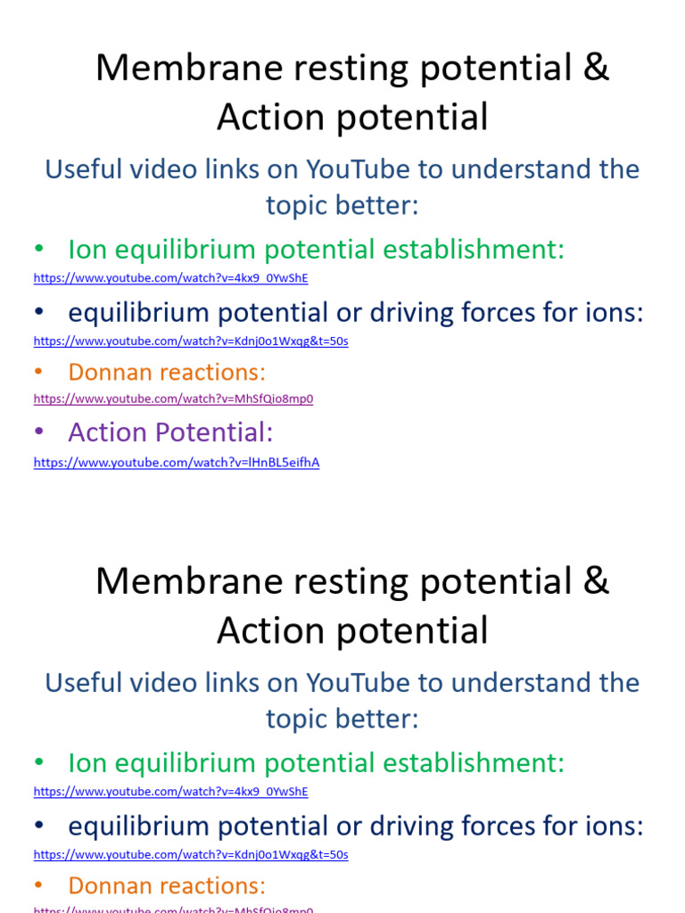 Topic 1 Ion Equillibrium Potentials, Resting and Action Potential | PDF ...