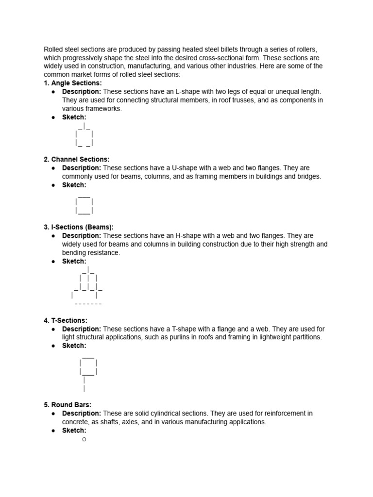 Common Rolled Steel Section Types | PDF | Beam (Structure) | Rolling ...