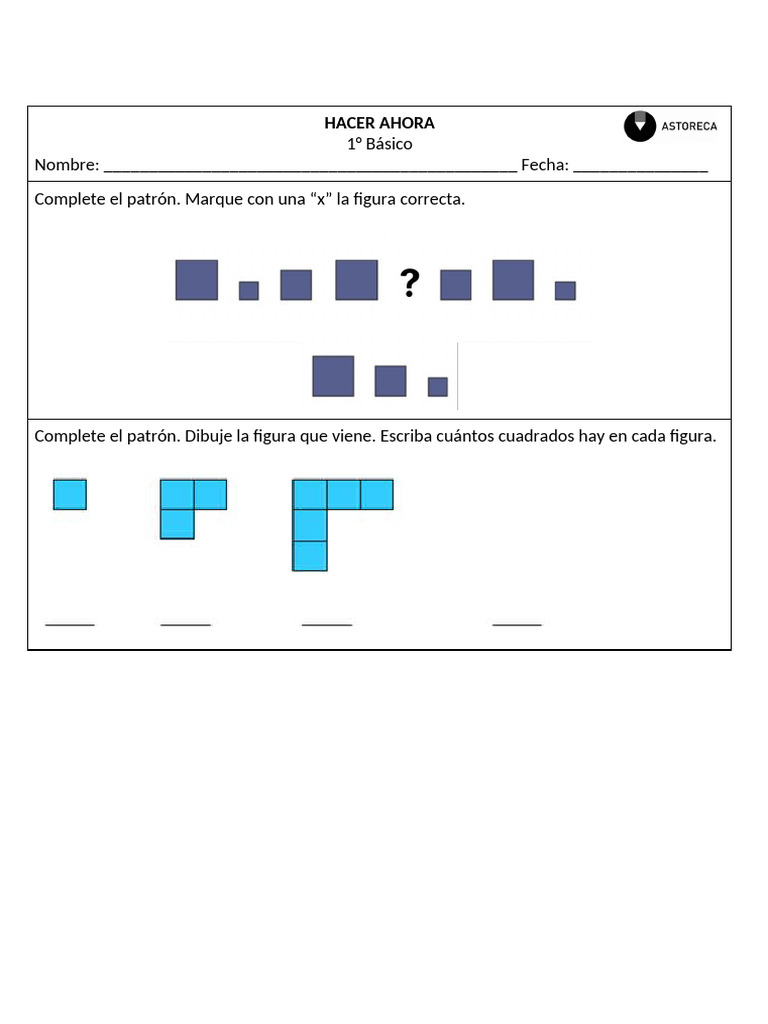 Eje Patrones y Álgebra - Continuar El Patrón 2 | PDF