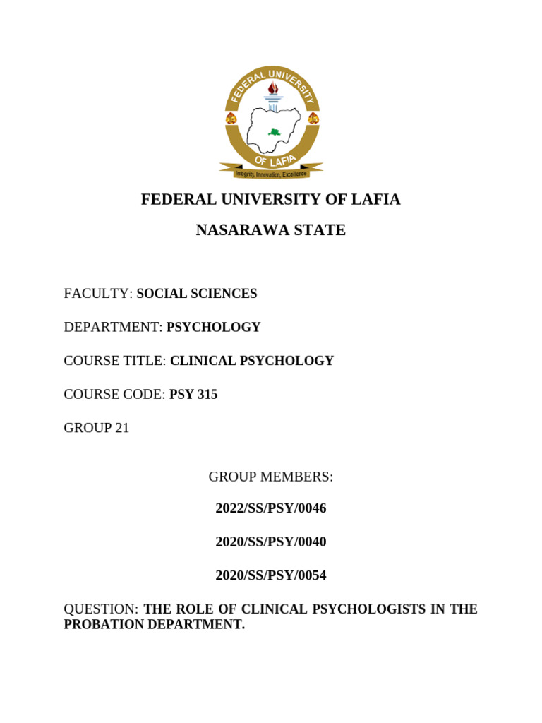 Clinical Psychology 1 | PDF | Probation | Clinical Psychology