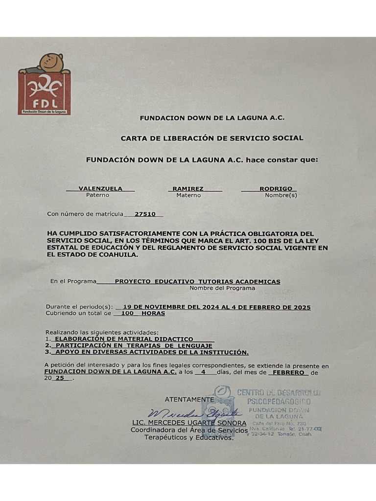 Carta de liberación | PDF