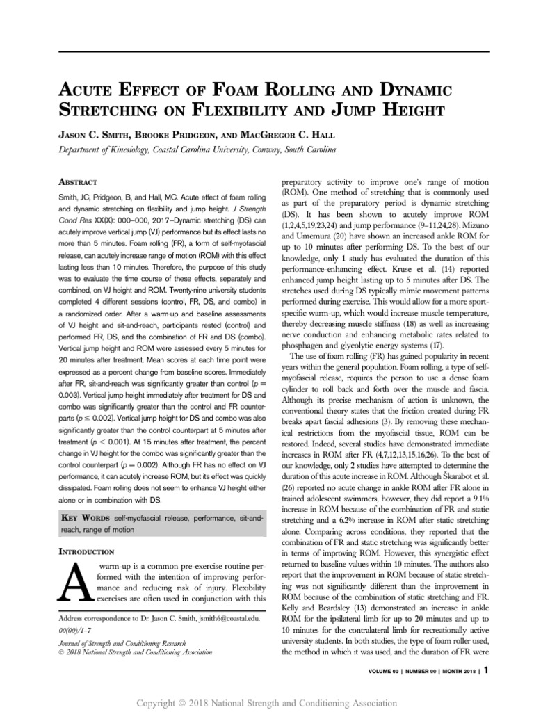 Dynamic Stretching and Foam Rolling Effects | PDF | Strength Training