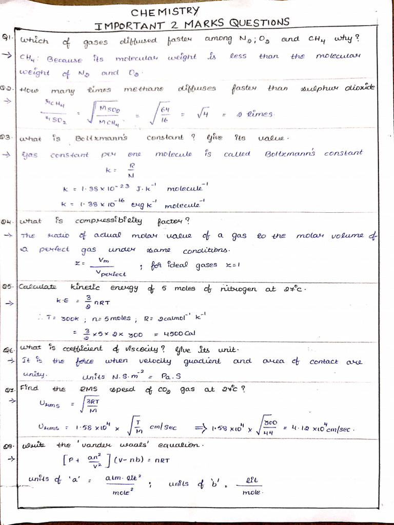CHEMISTRY 2 MARKS Imp For 11th Ap | PDF