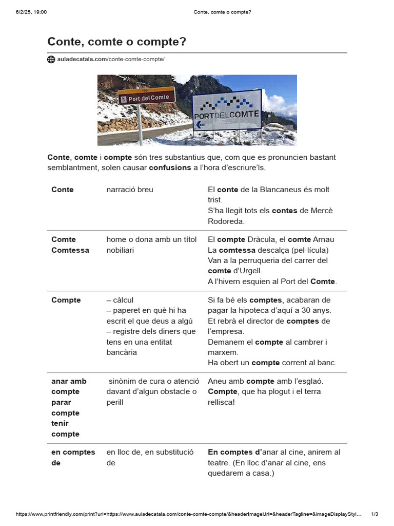 Conte, Comte o Compte | PDF