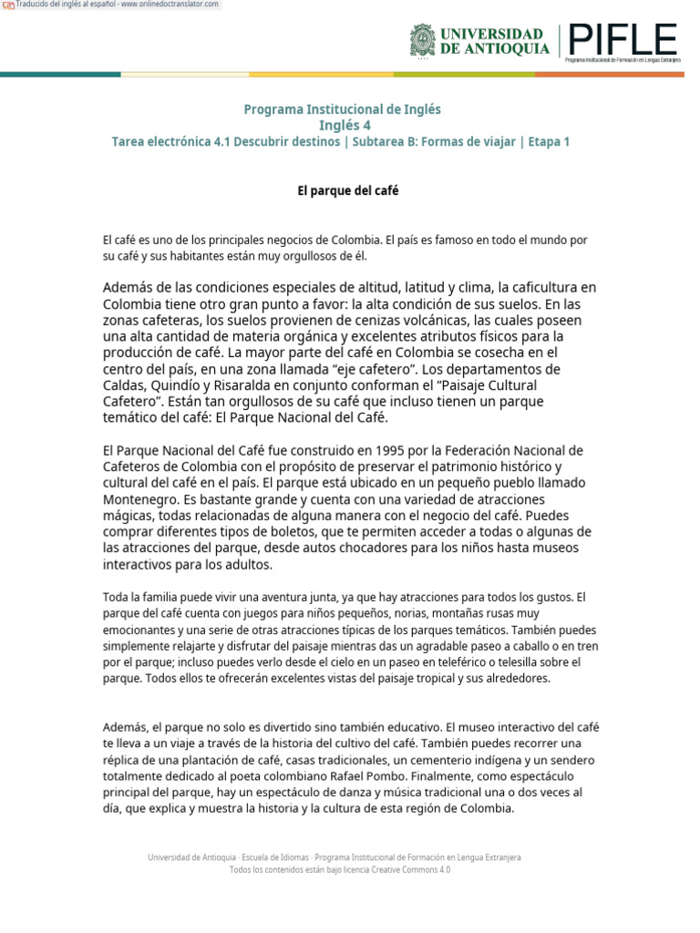 English4 Etask1 Subtask B st1 Coffee Park - En.es | PDF | café