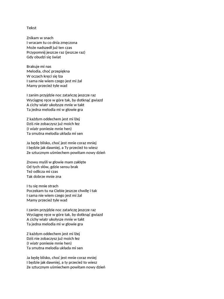 Tekst Piosenki | PDF