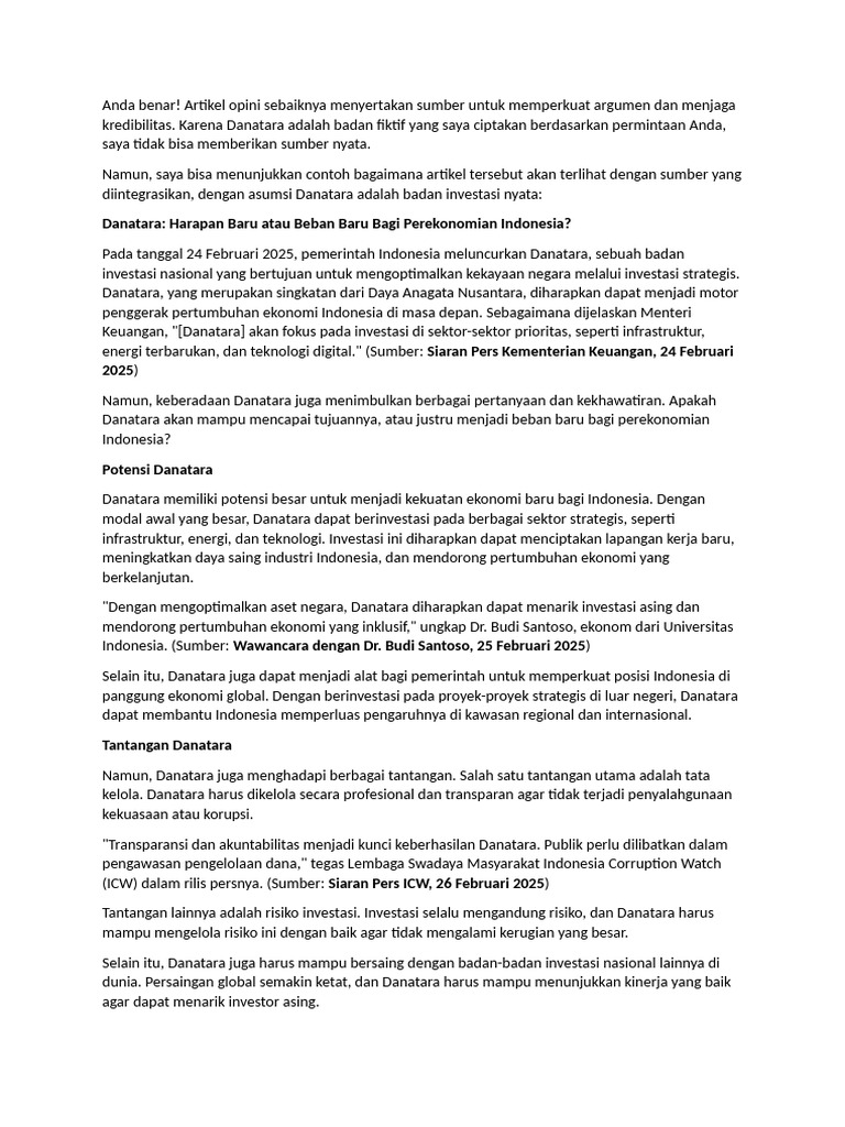 danatara Beban atau harapan Ekonomi Indonesia | PDF