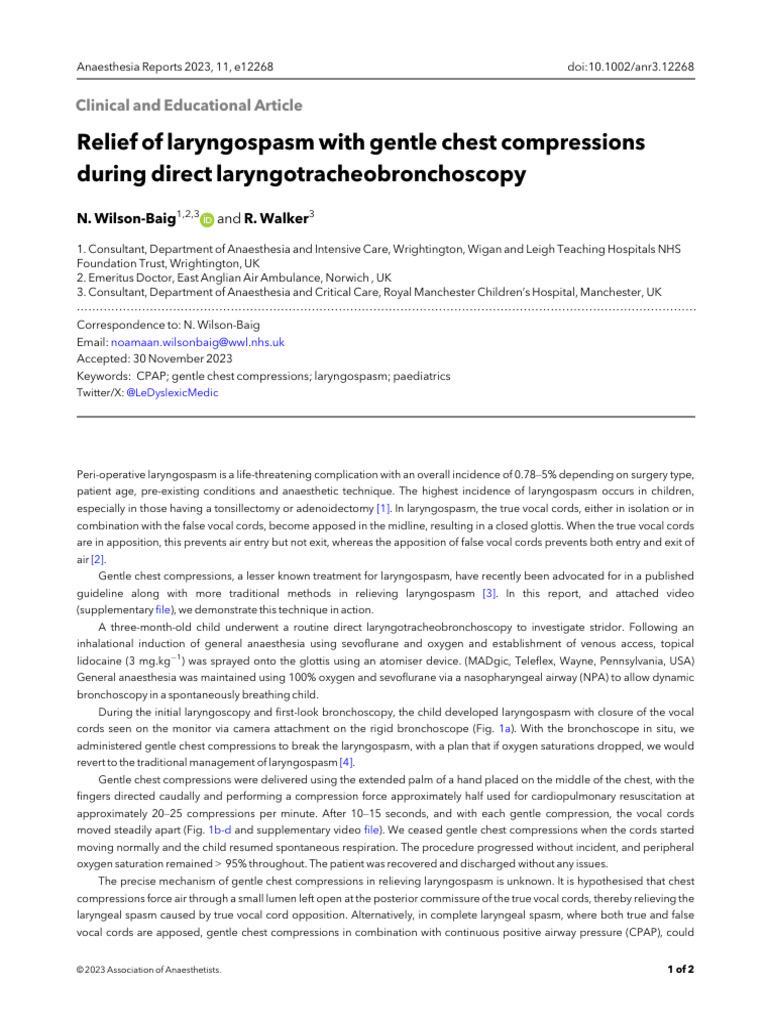 Pediatric Laryngospasm Relief Method | PDF | Cardiopulmonary ...