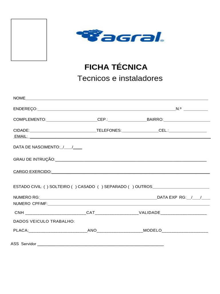 Ficha Tec Instaladores Agral | PDF