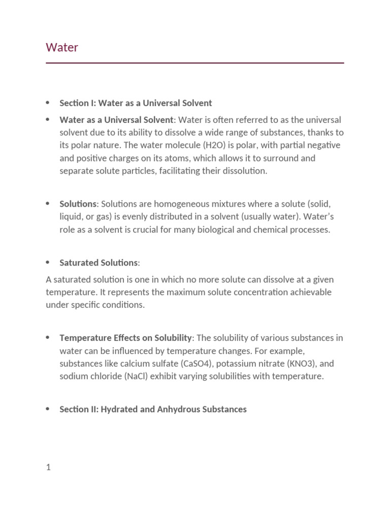 Water | PDF | Solubility | Water