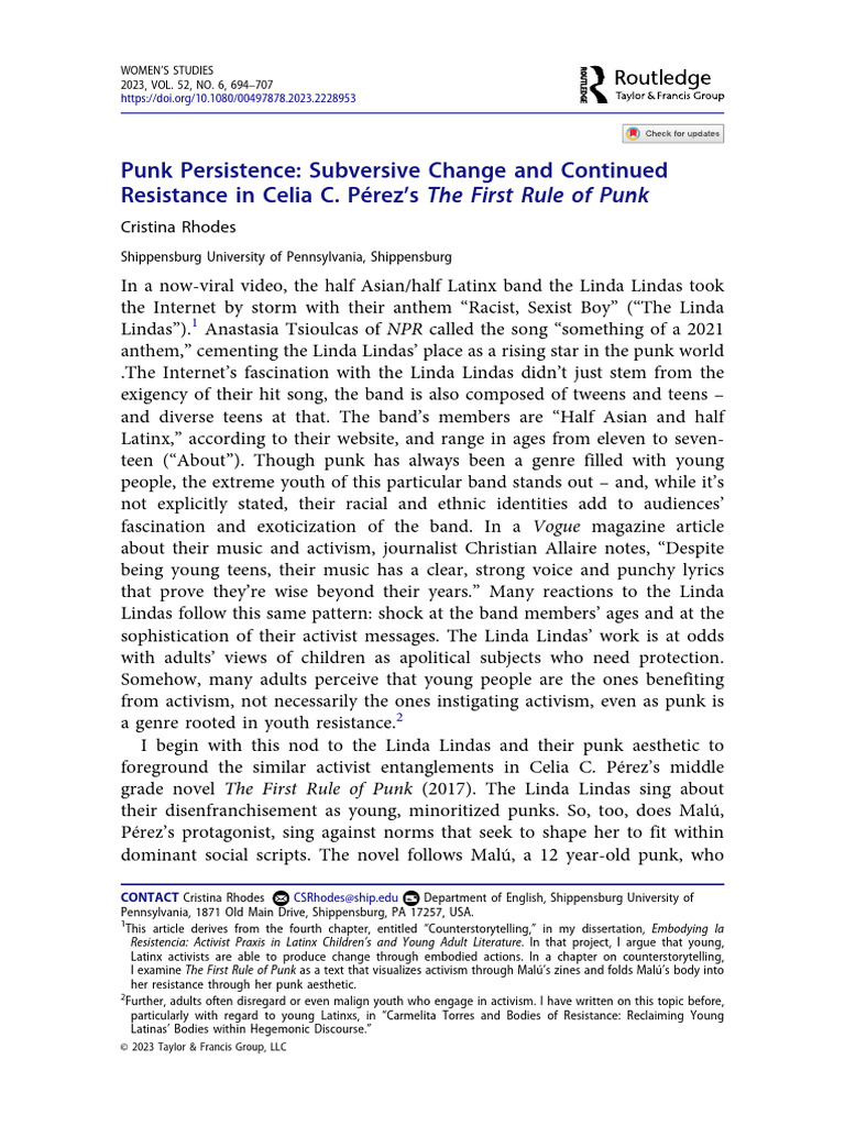 Punk Resistance in Celia C. Pérez's Novel | PDF | Chicano | Feminism