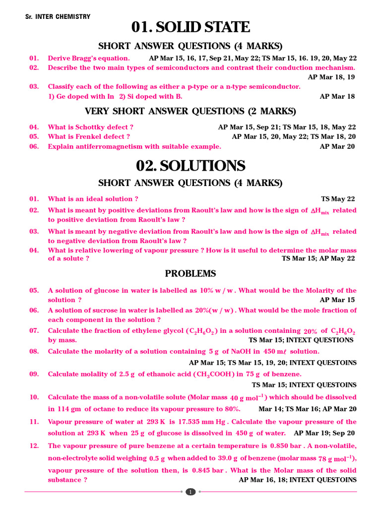 08.-SR-CHE-IPE-IMPORTANT-QUESTIONS | PDF | Reaction Rate | Reaction Rate Constant