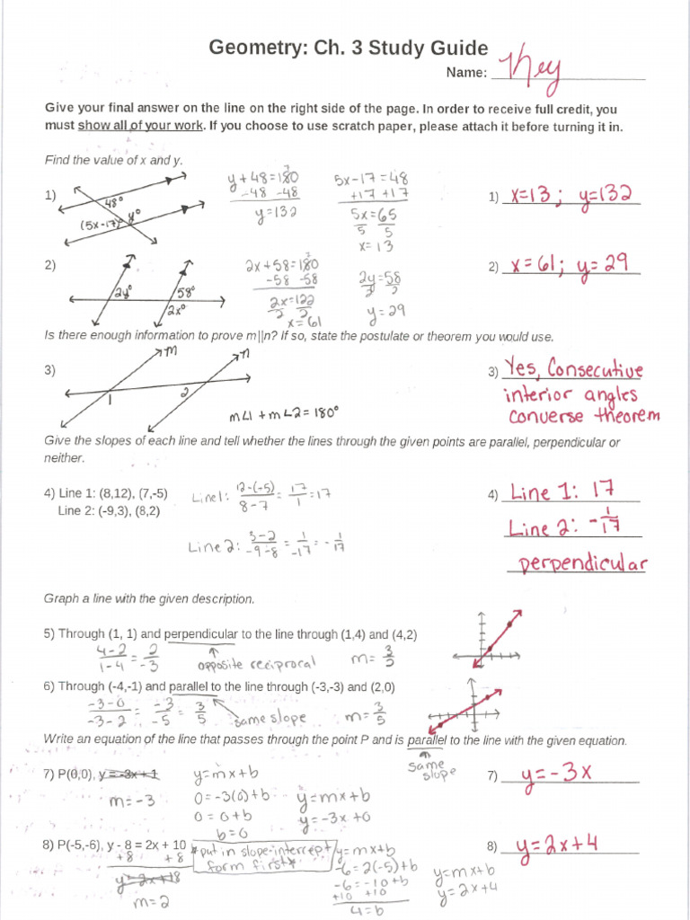 Ch. 3 Study Guide Answer Key | PDF