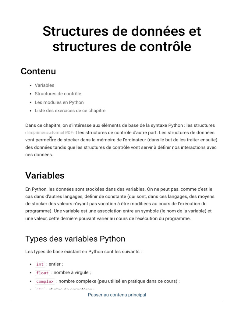 Structures de Données Et Structures de Contrôle - Introduction À Python ...