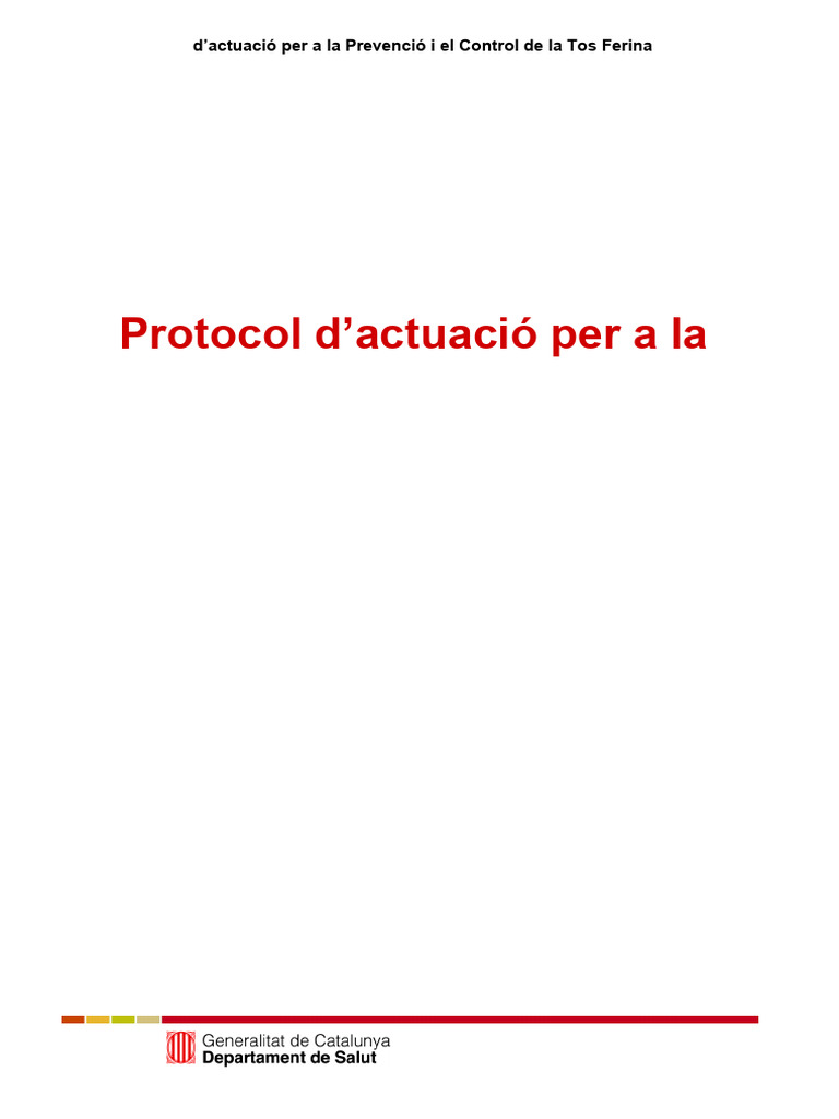 Protocol Actuacio Per La Prevencio I Control Tos Ferina | PDF