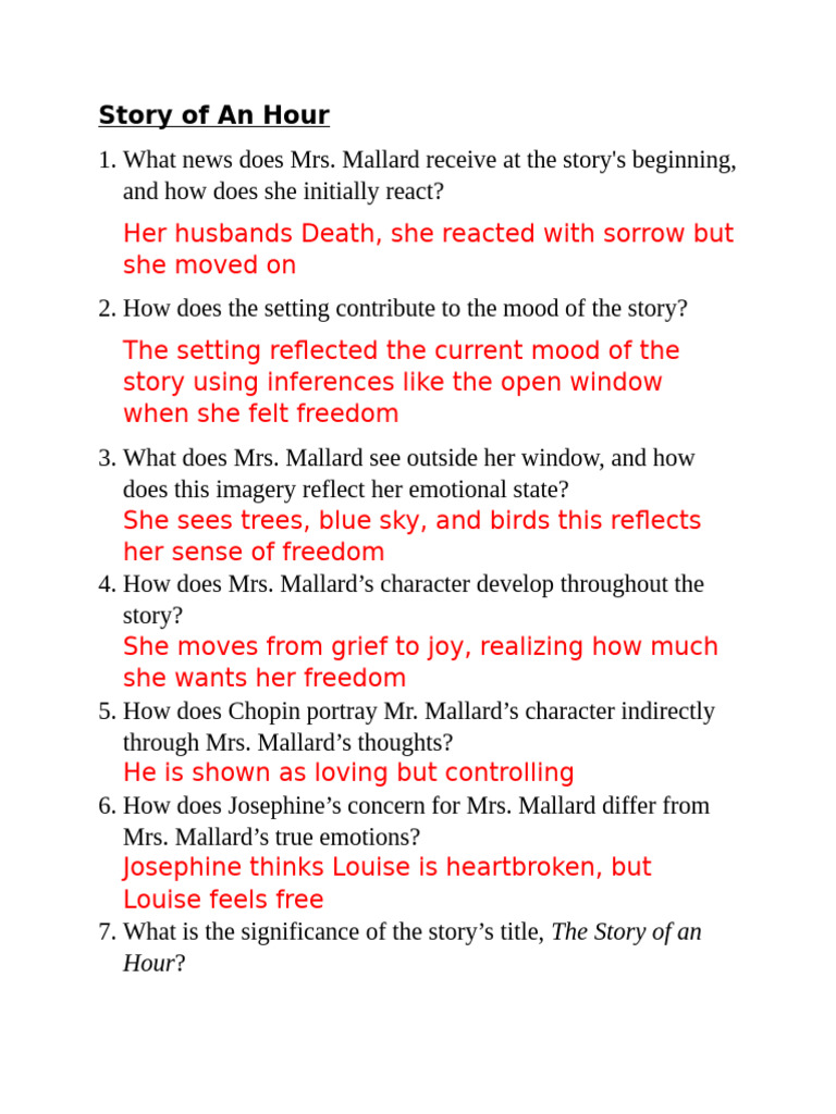 The Story of An Hour | PDF