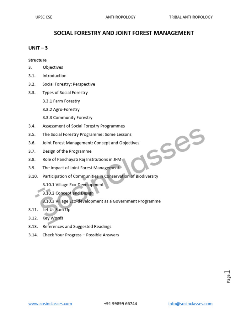 Class 74 d21 RPDF Social Forestry and Joint Forest Management SF | PDF ...