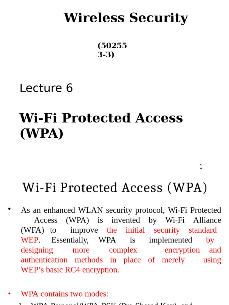 Ch06 Wi-Fi Protected Access (WPA) - Sadiq | PDF | Internet Protocols ...