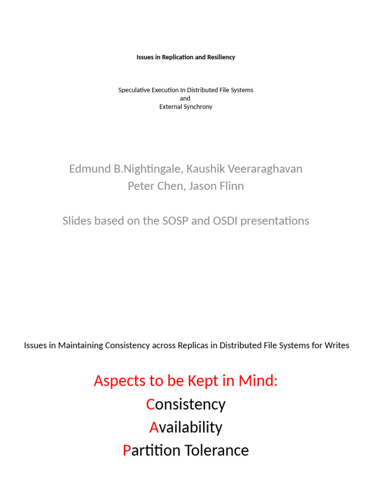 Class 7 Speculative Execution | PDF | Replication (Computing) | Synchronization