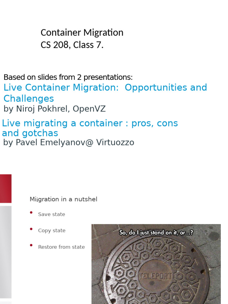 Class 7 Container Migration 1 | PDF | Process (Computing) | Virtual Machine