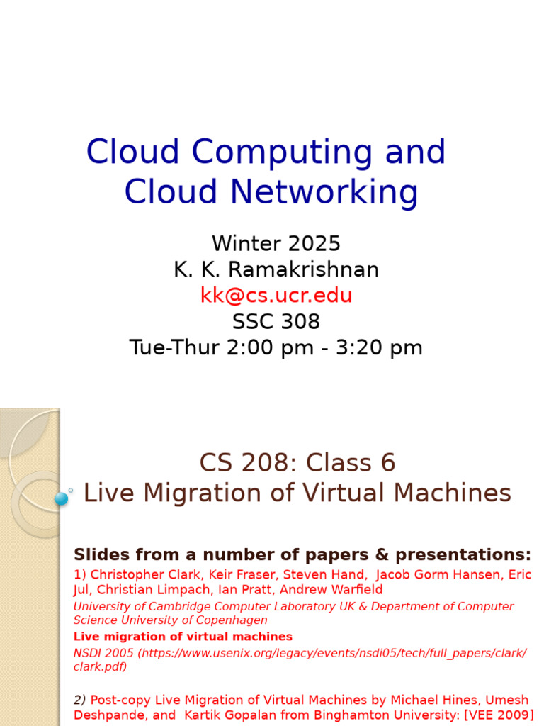 Class-6 Live Migration of VMs | PDF | Virtual Machine | Operating System