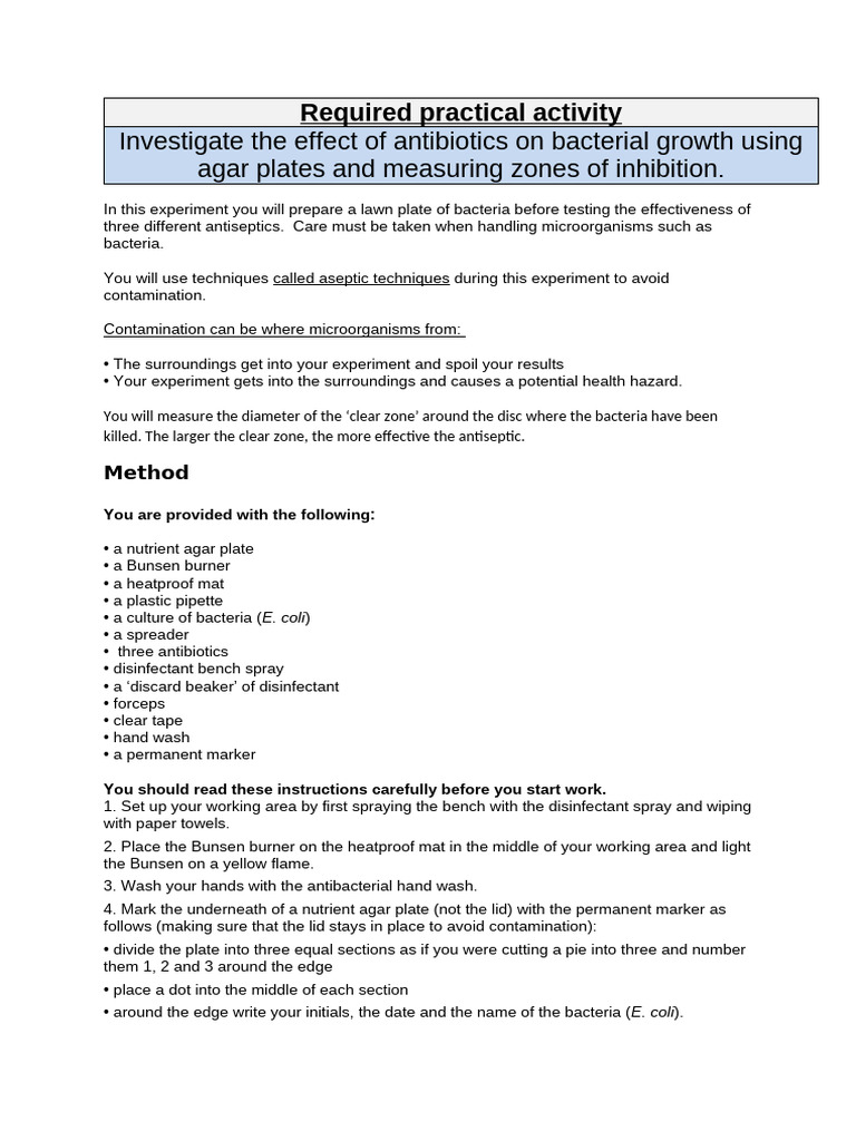 Lesson 8 Required Practical Activity | PDF | Bacteria | Biology