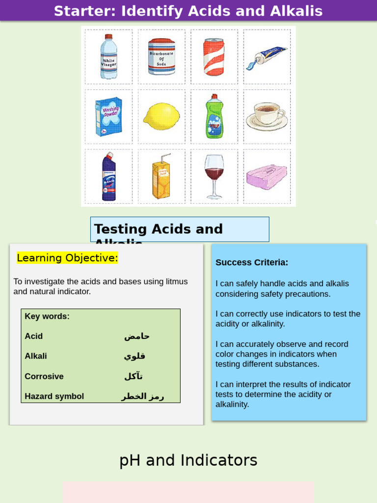 Testing Acids and Alkalis with Indicators | PDF | Ph | Acid