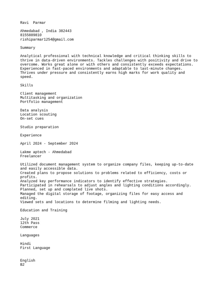 Ravi Parmar Resume | PDF