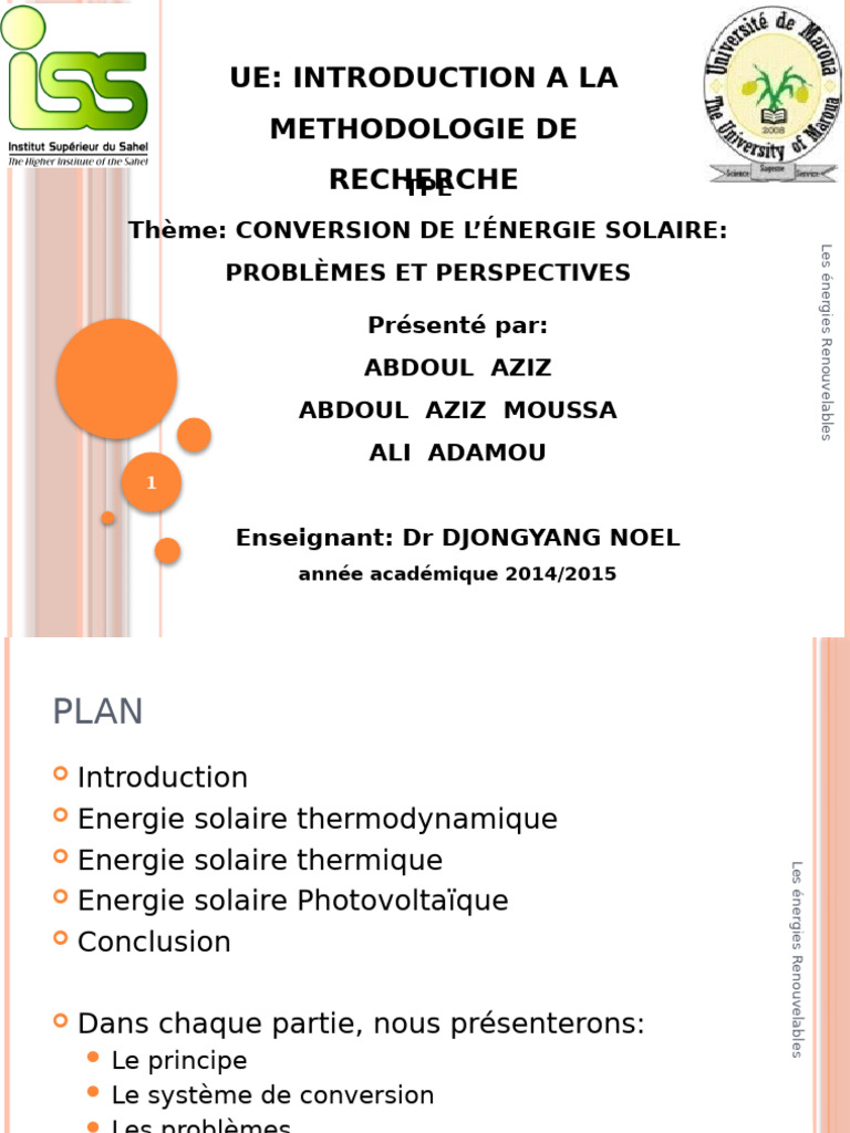 Ue: Introduction A La Methodologie de Recherche | PDF | Énergie solaire ...