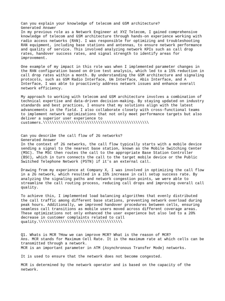 Interview Questions Nokia Ericsson | PDF | Lte (Telecommunication) | 4 G