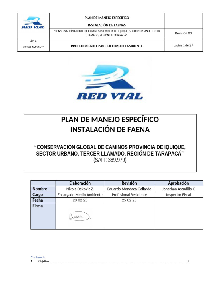 Pme Instalacion de Faena Red Vial | PDF | Residuos | Entorno natural