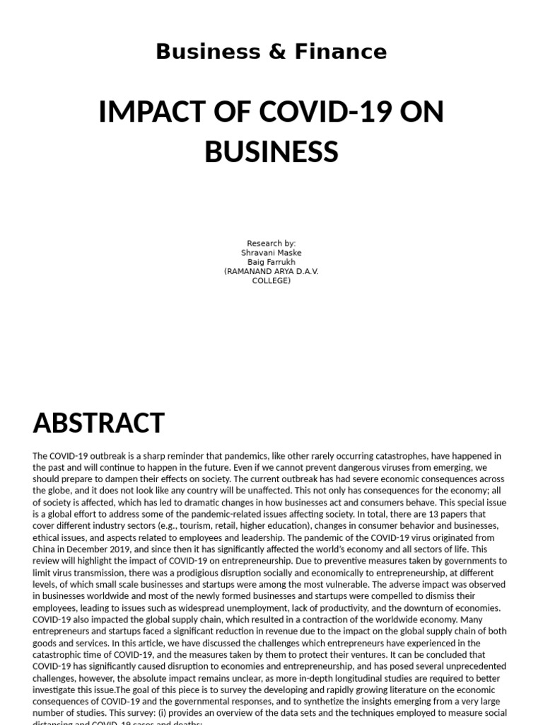 Impact of Covid-19 (Fybbi) | PDF | Employment | Marketing
