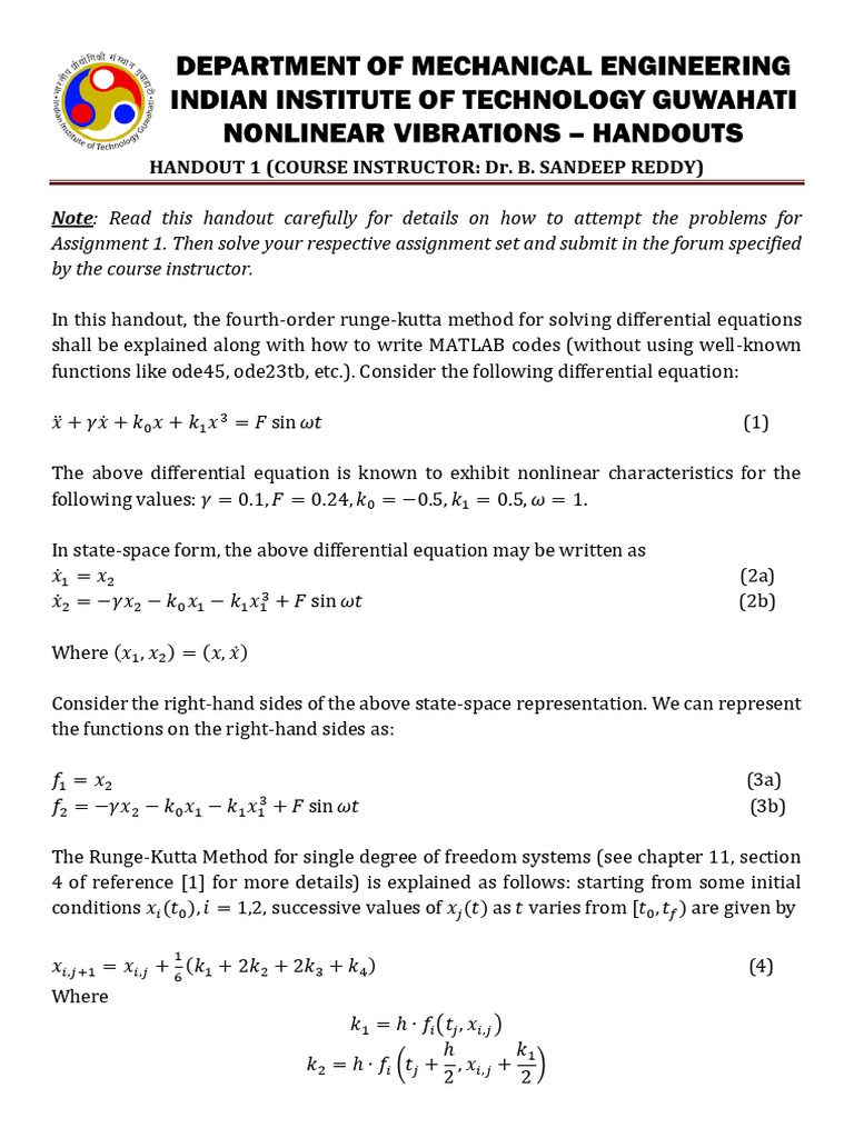 Handout_1 | PDF | Nonlinear System | Differential Equations