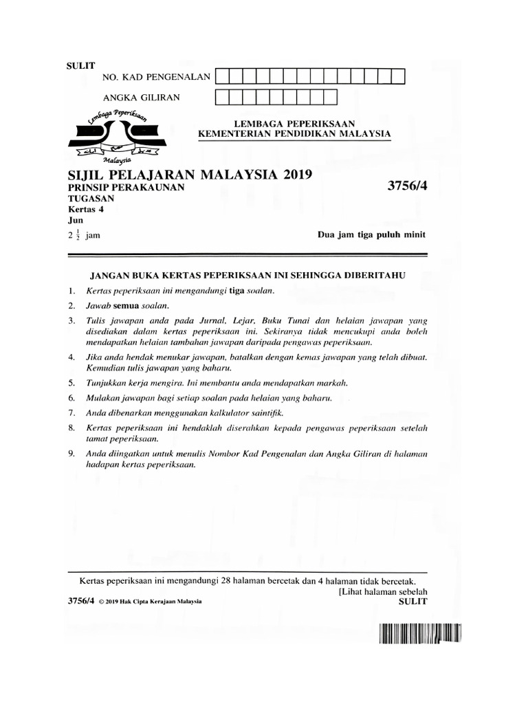Contoh K4 Prinsip Akaun | PDF