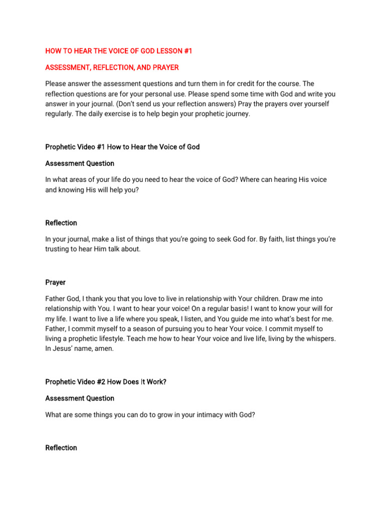 How To Hear The Voice of God - ALL LESSONS-3 | PDF