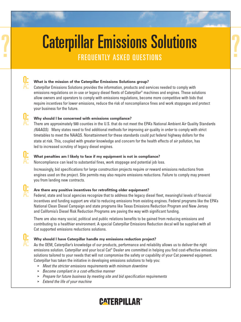 CAT Emmisions Solution | PDF | Emission Standard | Exhaust Gas