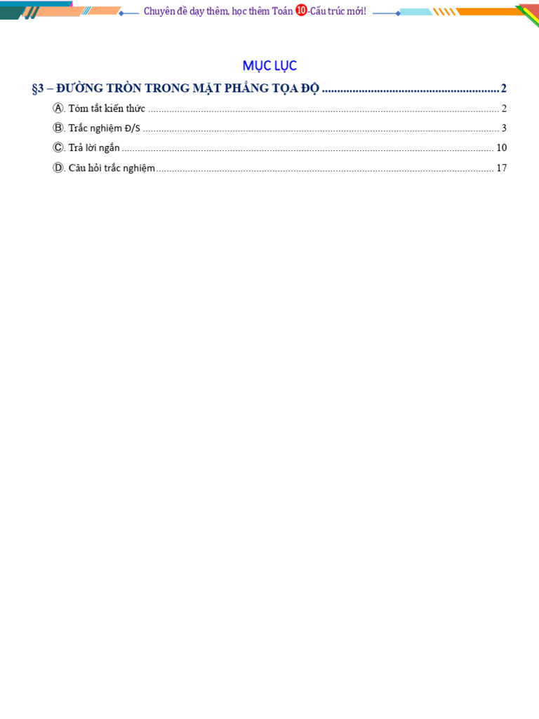 c7 - b3 - Duong Tron Trong Mat Phang Toa Do - Alg | PDF