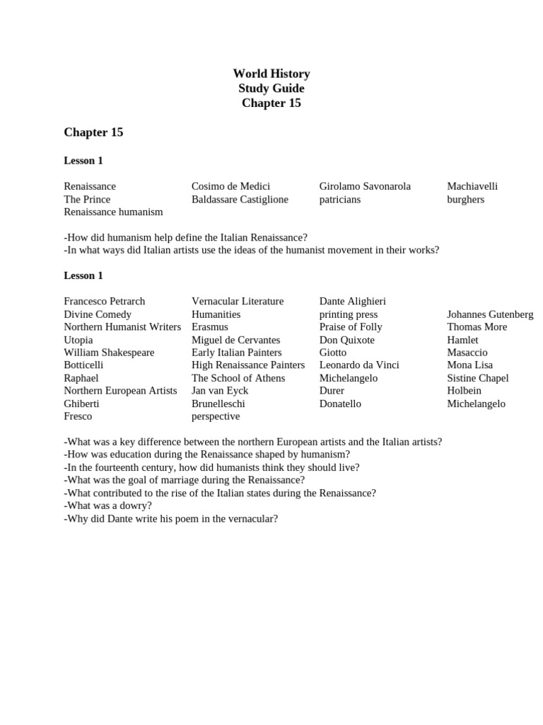 Renaissance Humanism Study Guide | PDF
