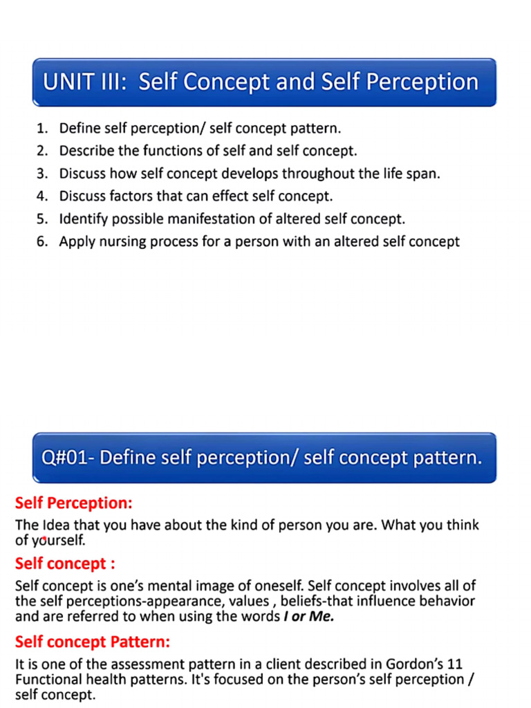 Self Perception and Self Concept | PDF