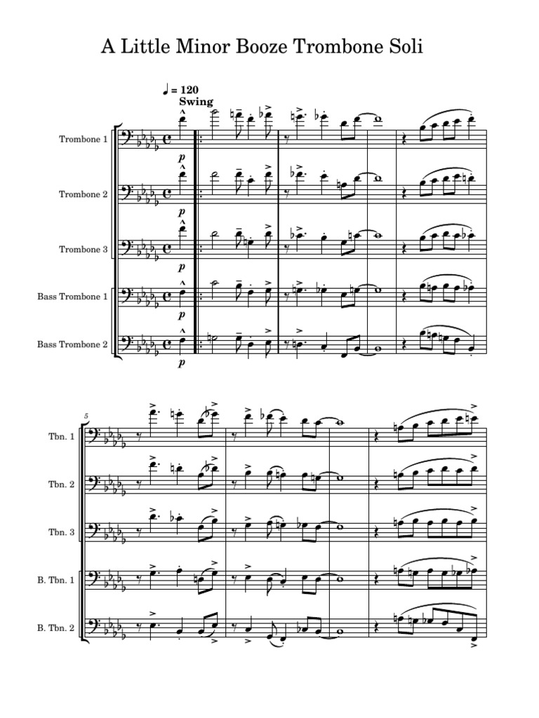 A Little Minor Booze for Trombone | PDF | Brass Instruments