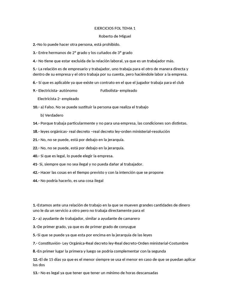 Ejercicios Fol Tema 1 | PDF