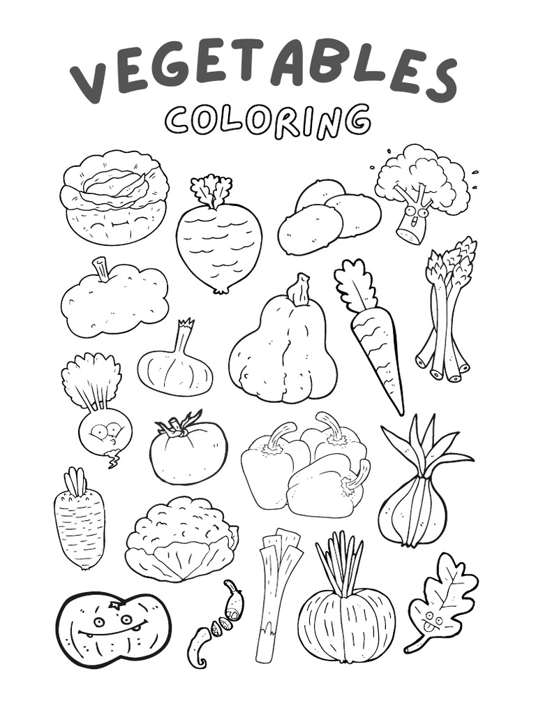 Vegetables Coloring Worksheet | PDF