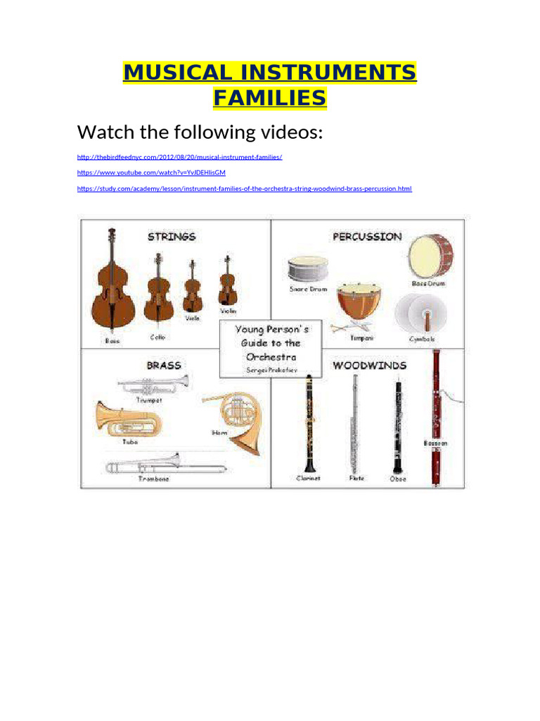 Activity 1 - Musical Instruments Families 2 | PDF