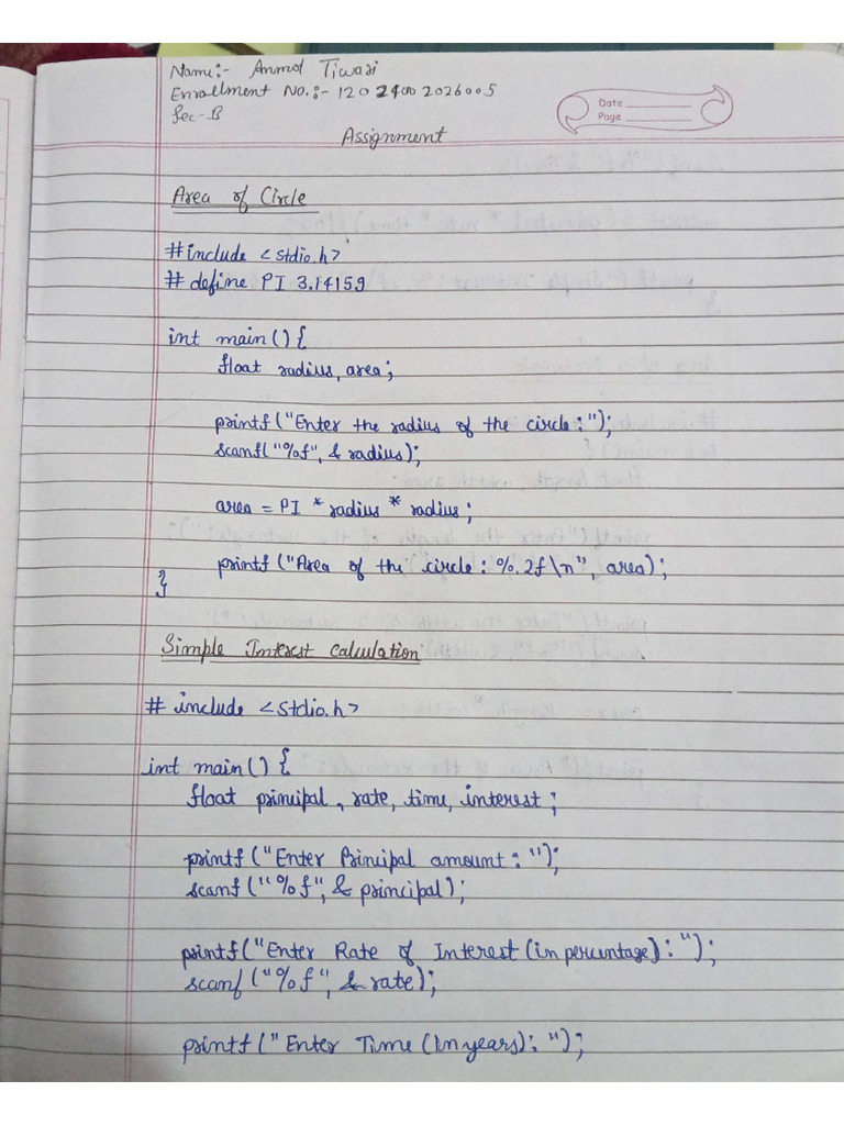 C Assignment 1 | PDF