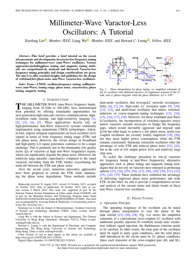 Millimeter-Wave_Varactor-Less_Oscillators_A_Tutorial | PDF | Electronic Oscillator | Inductor
