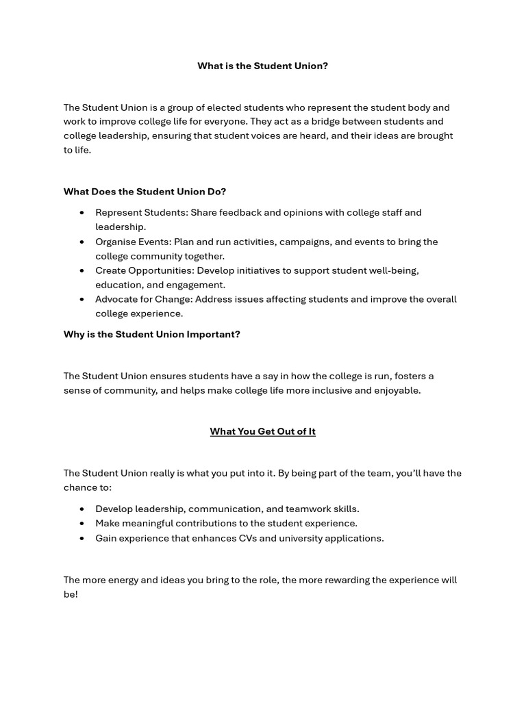 New Student Union 2025 Elections Doc - 250215 - 100058 | PDF ...