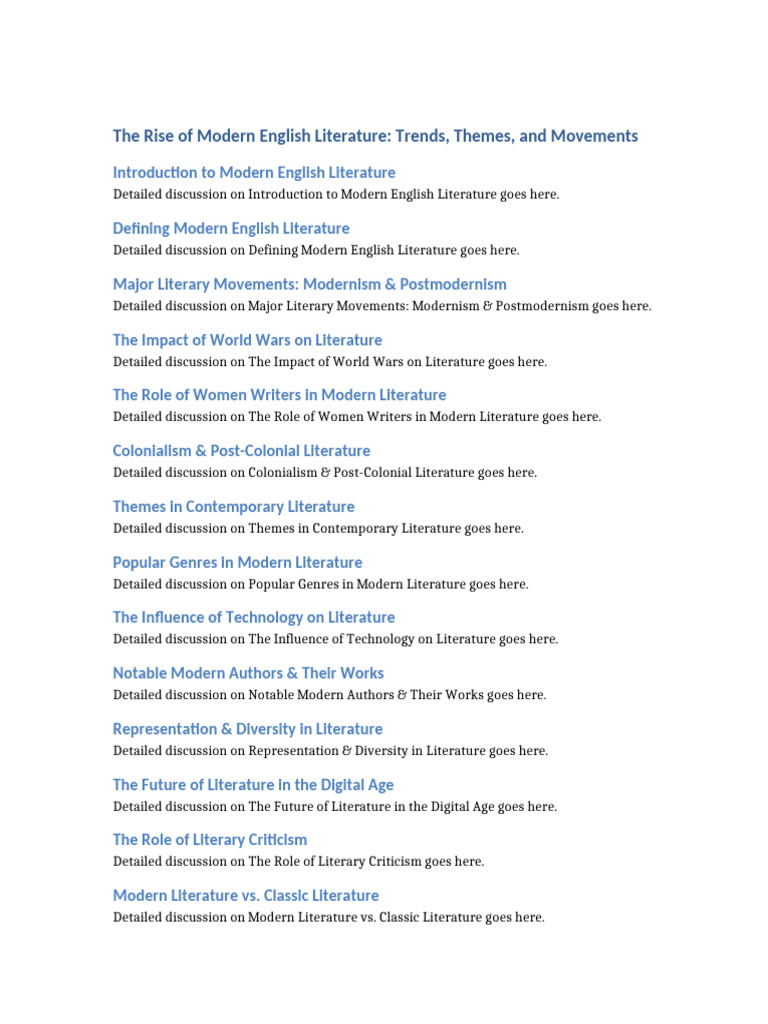 Modern English Literature Trends and Themes | PDF