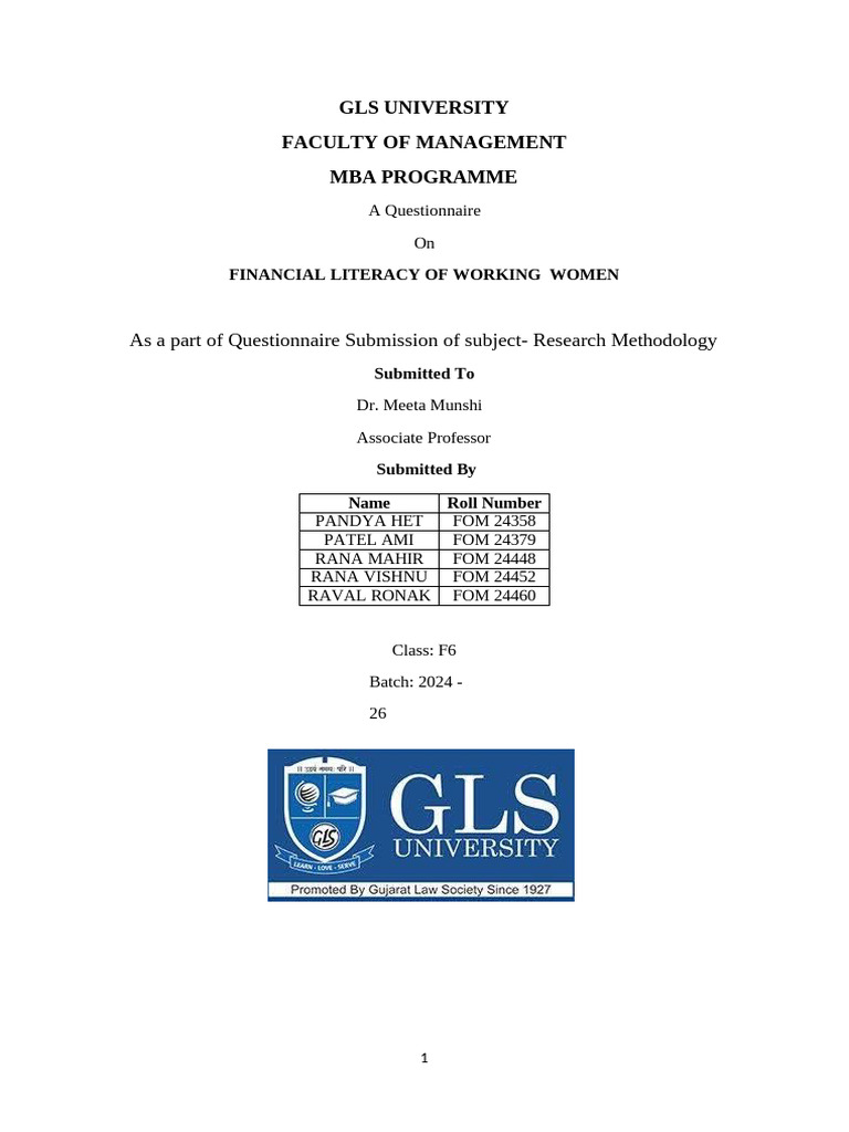 RM Questionnaire Original | PDF | Economies | Investing